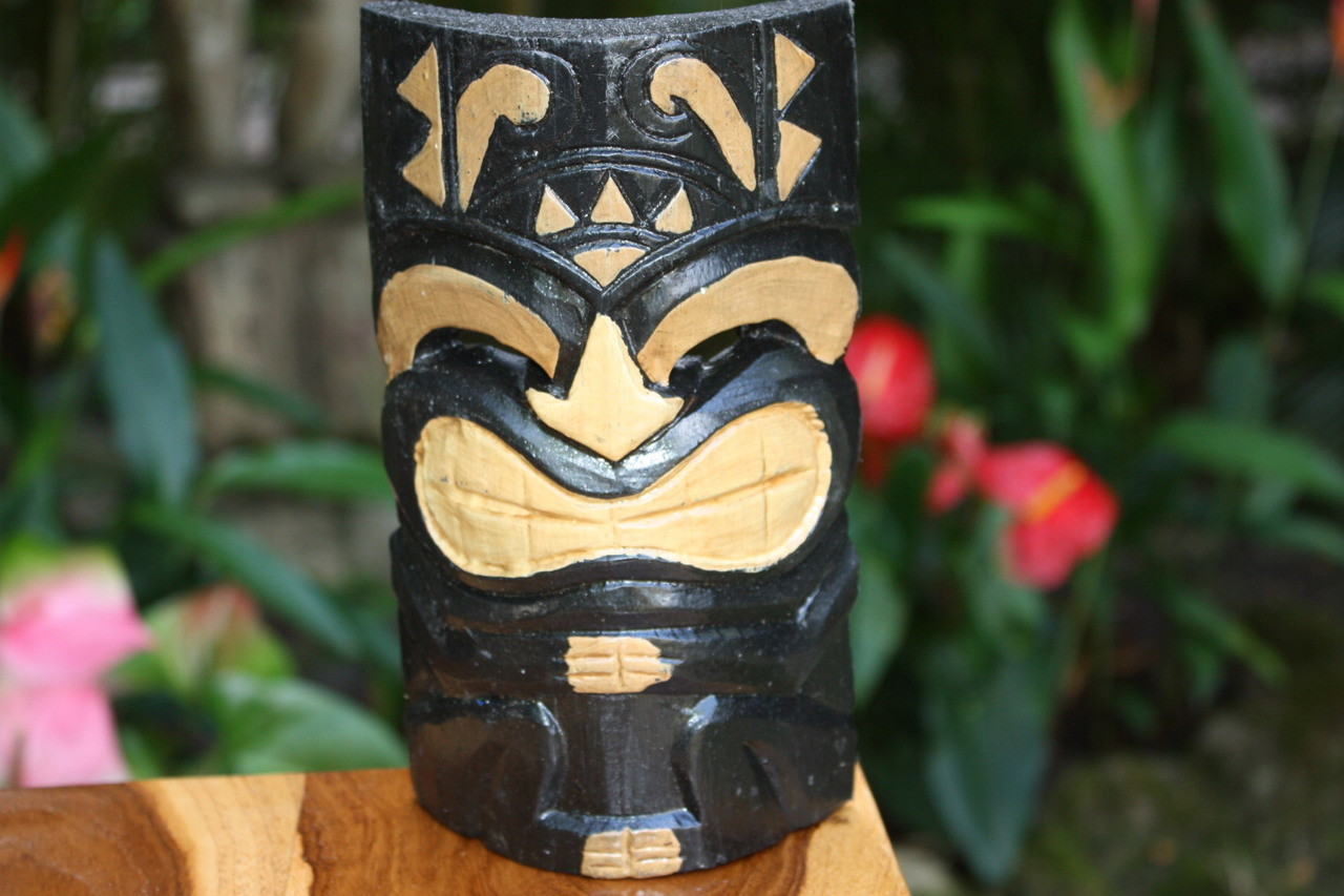 Laughing Tiki Mask 8" - Hand Carved Smiley Tiki | #bag1504820 ...