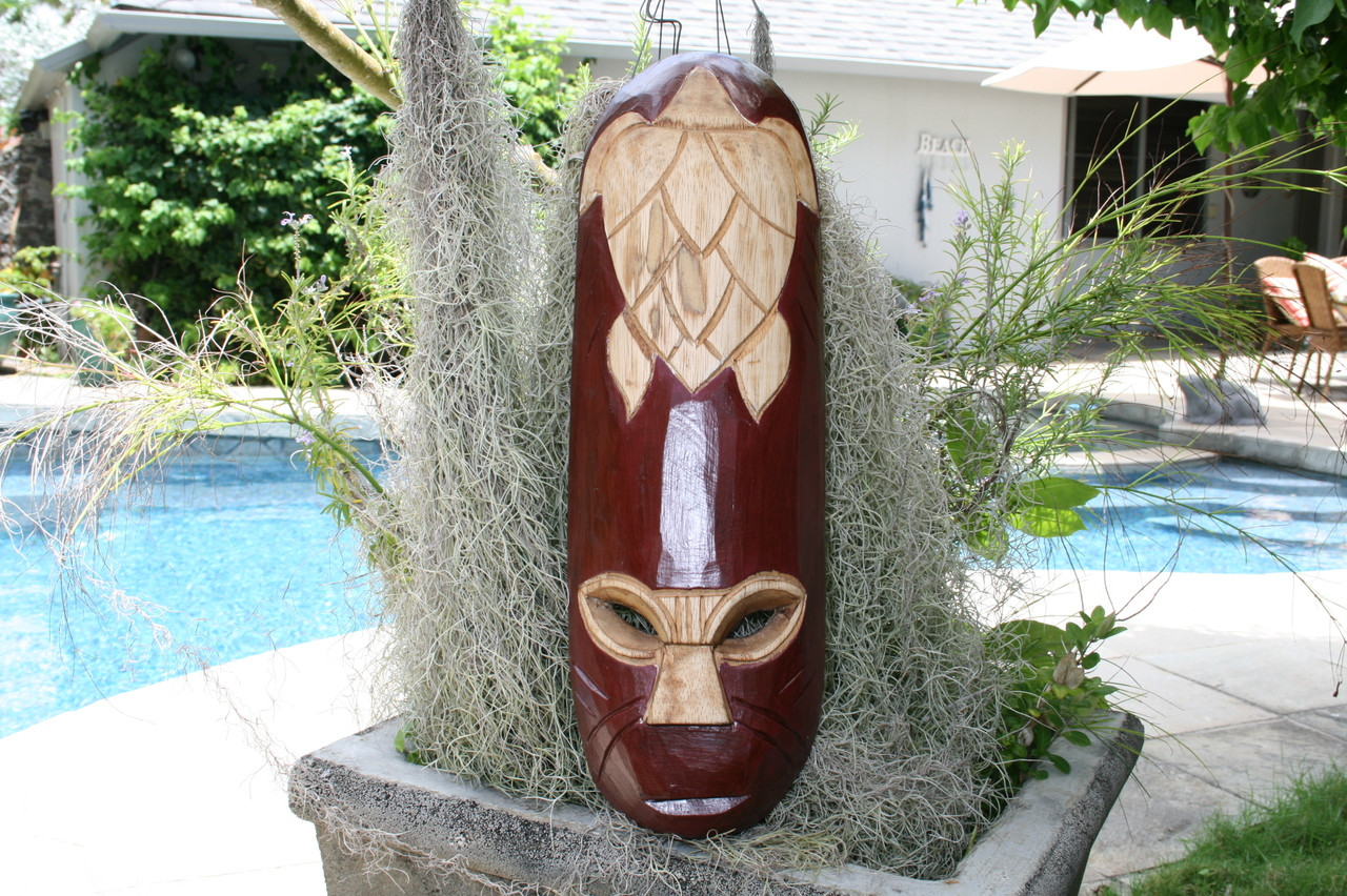 Fijian Tiki Mask 20" w/ Carved Turtle - Happiness | #mdr1900750 ...