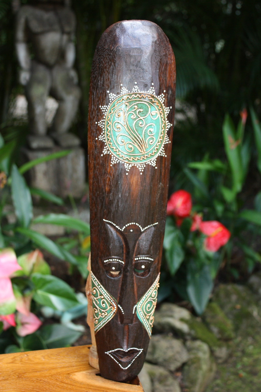 Tribal Tiki Mask 20" Green - Tattoo Primitive Art | #wib370250g ...