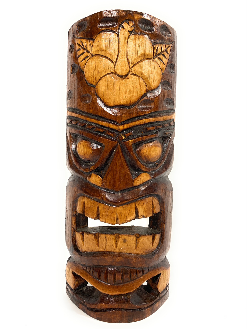 Forever Love Tiki Mask 12" - Hibiscus Antique Finish hand Carved | # ...