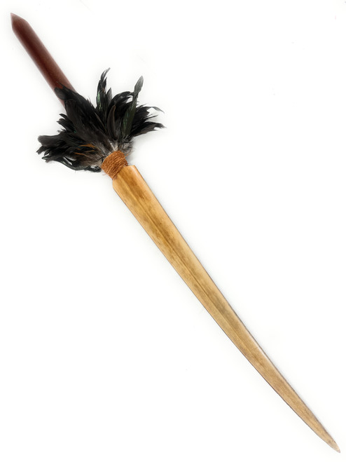 Koa Ihe with Sailfish Bill 43 in - 2 inch Shaft Black Rooster Feathers ...