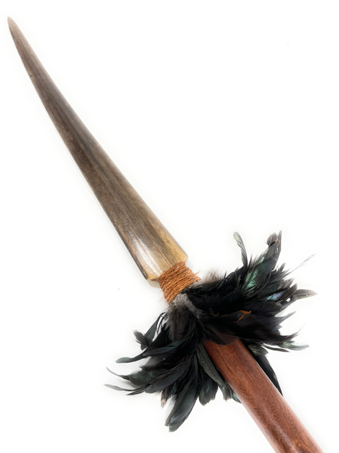 Koa Ihe with Sailfish Bill 43 in - 2 inch Shaft Black Rooster Feathers ...