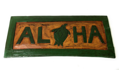 Aloha Sign 16 inch with Turtle (Honu) - Hand Carved Welcome Sign | # ...