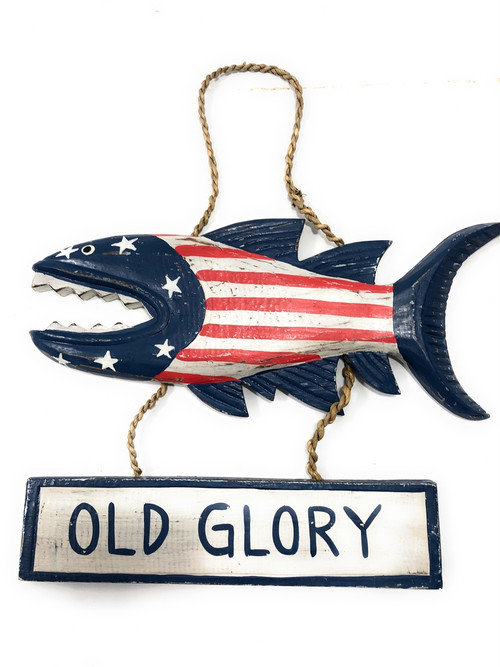 Old Glory Sign 15" Shark Attack - Americana Decor Texas Accent | # ...