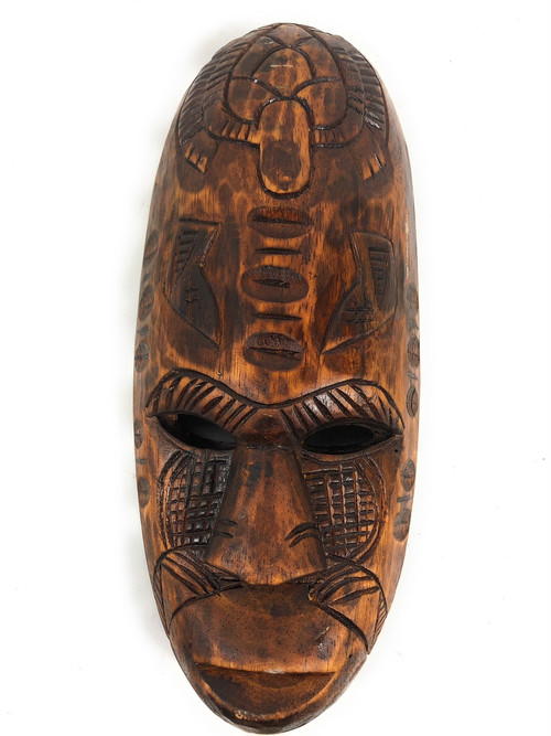 Fijian Tiki Mask 12" w/ Turtle & Dancing Knife - Tropical Decor | # ...