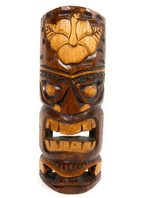 Forever Love Tiki Mask 12" - Hibiscus Antique Finish hand Carved | # ...