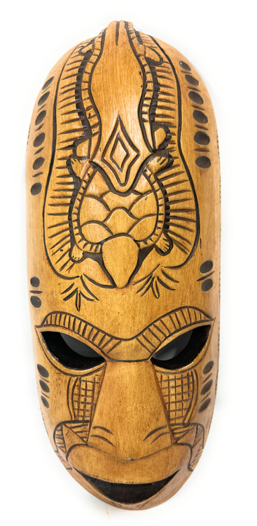 Fijian Mask 20 in with Carved Turtle and Gecko | #mdrx005 - TikiMaster.com
