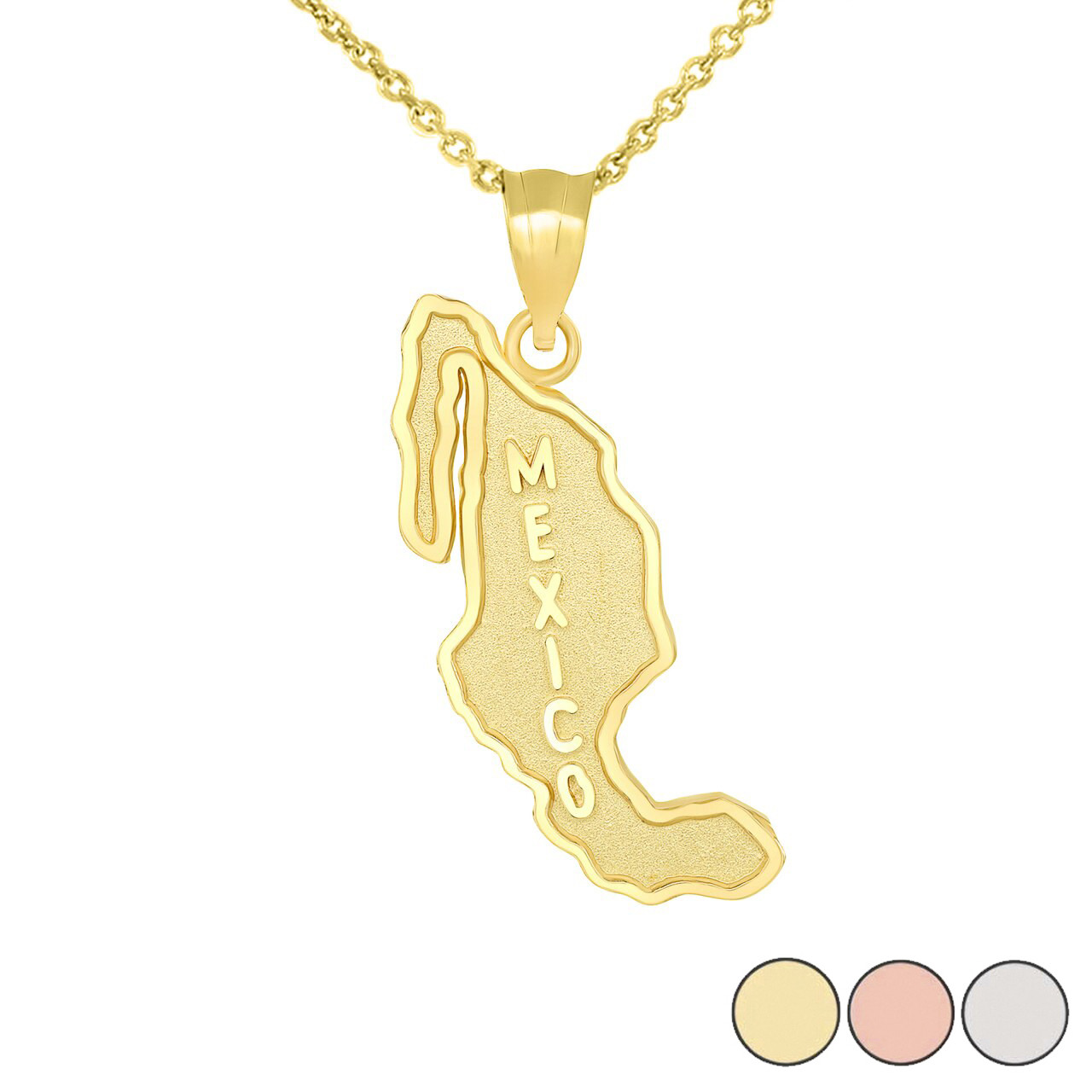 Gold Mexico Map Outline Pendant Necklace