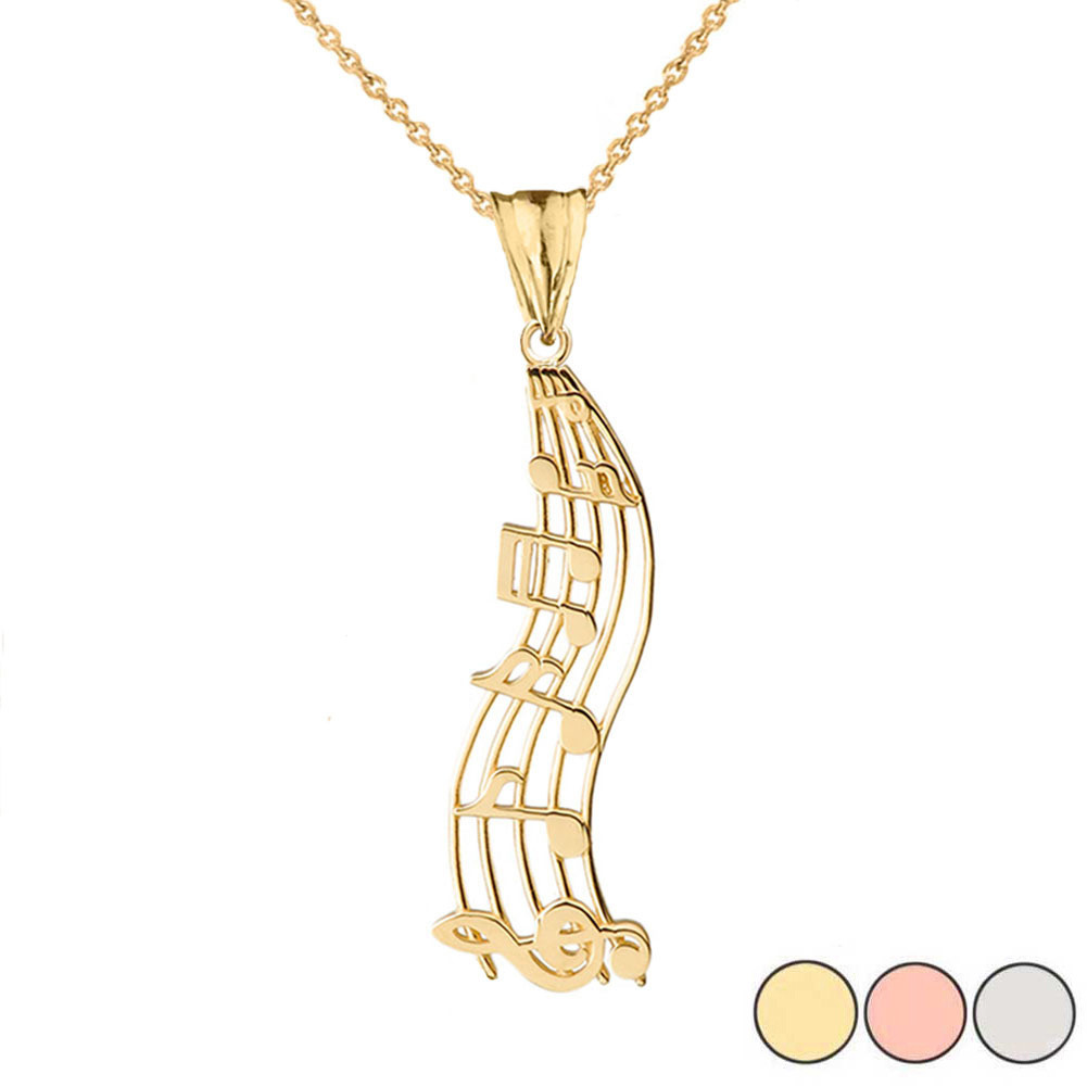 Gold Diamond Studded Gold Treble Clef Music Charm Pendant