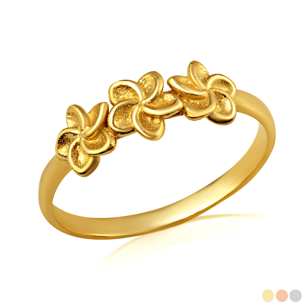 Gold Hawaiian Plumeria Flower Ring | Factory Direct Jewelry