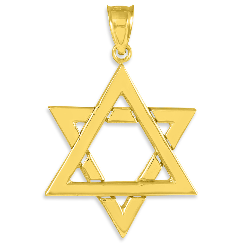 Gold Star of David Pendant 1.7 Inches