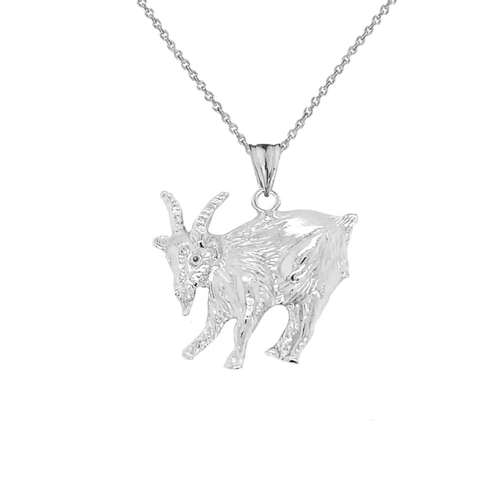 Goat Pendant Necklace In Sterling Silver