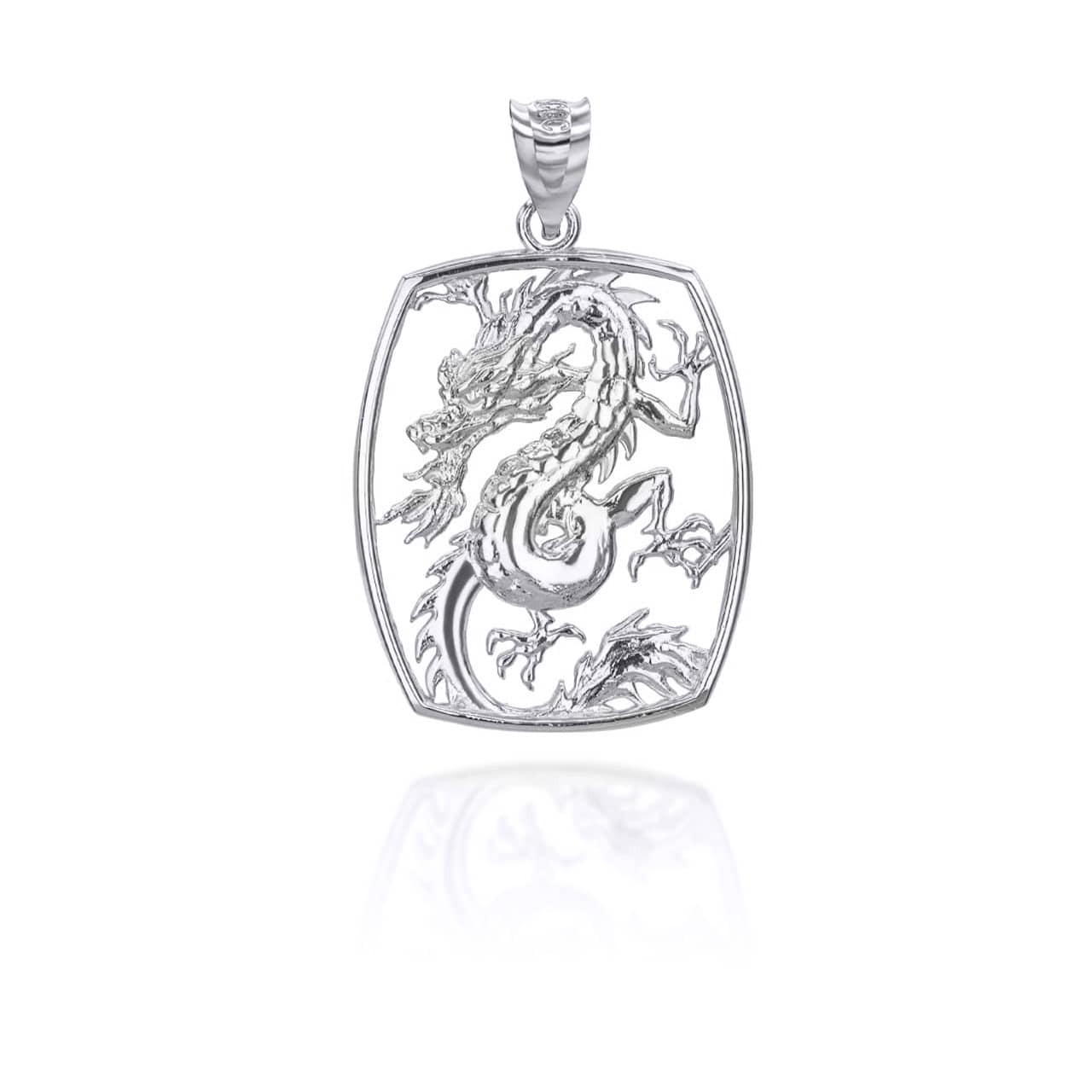 Silver chinese dragon necklace store