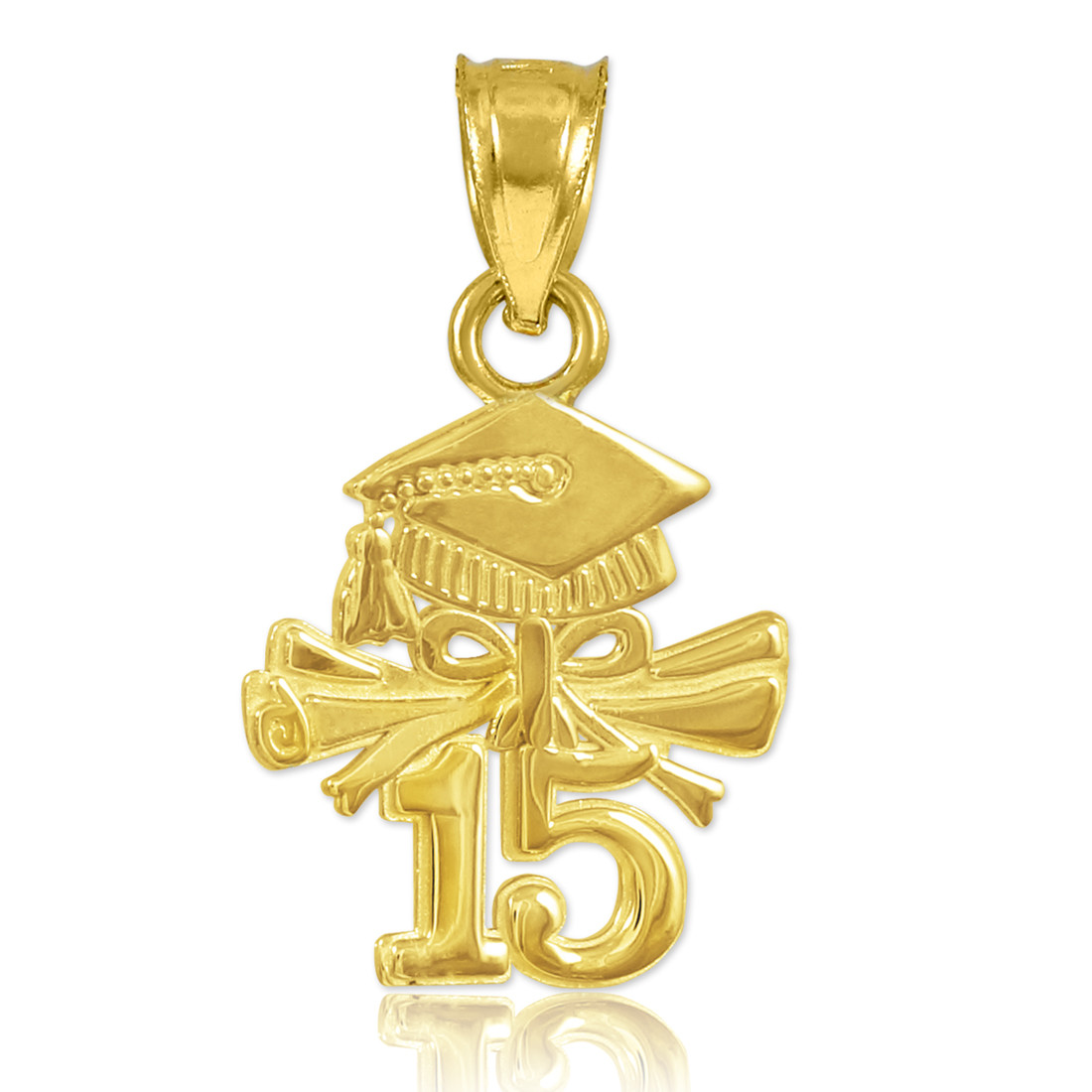 Polished Gold 2015 Graduation Charm Pendant