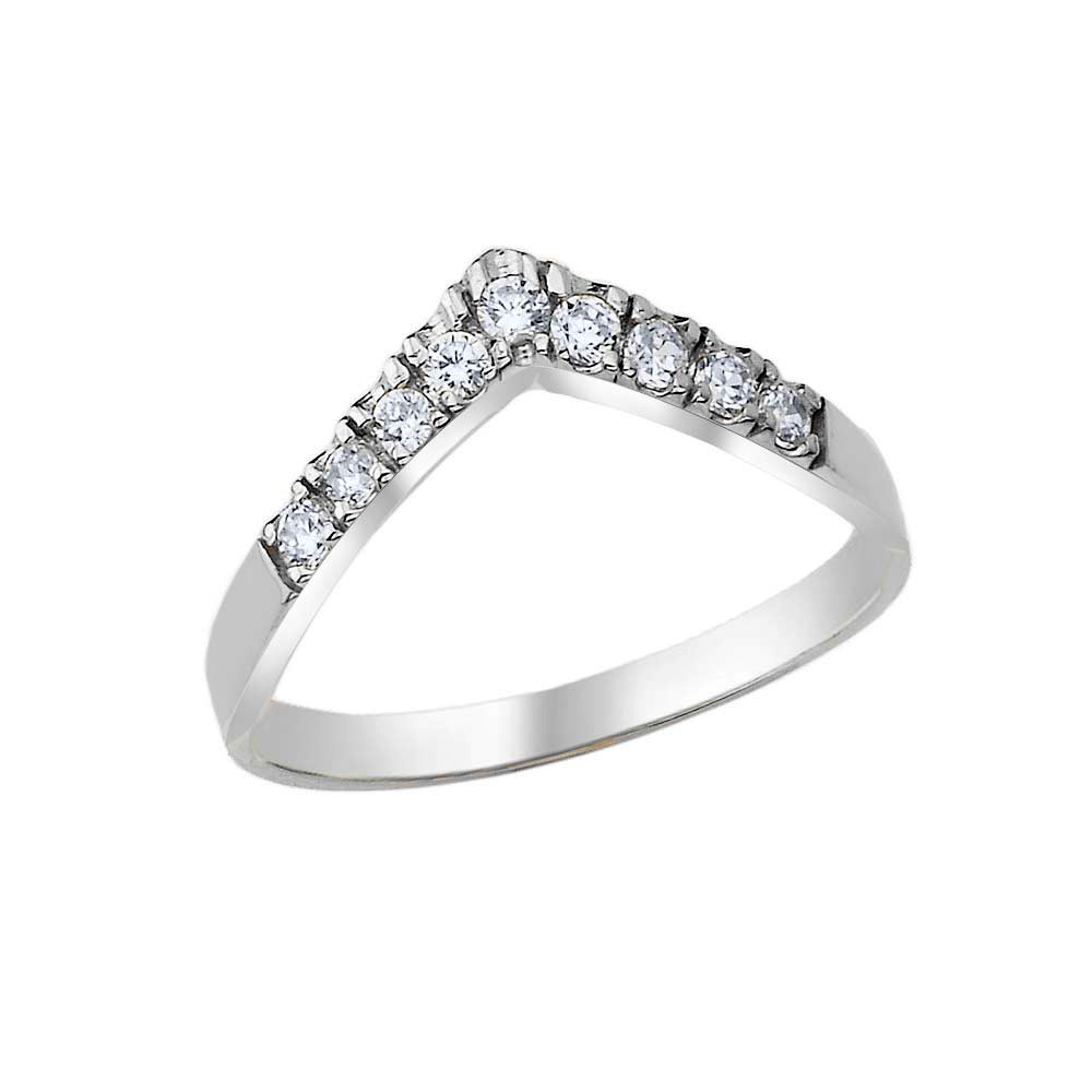 Solid 925 Sterling Silver Chevron Ring for Women