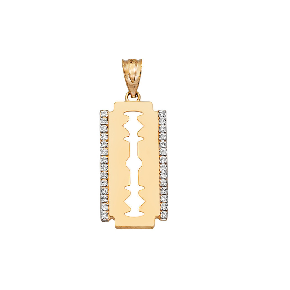 Gold Razor Blade Pendant Necklace | Razor Blade