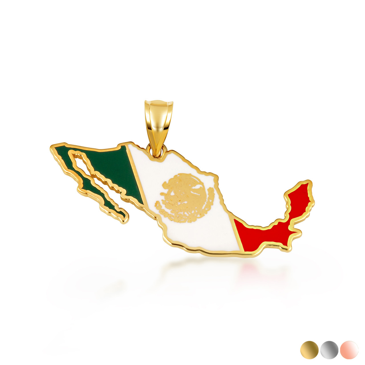 Gold Mexico Map Outline Pendant Necklace