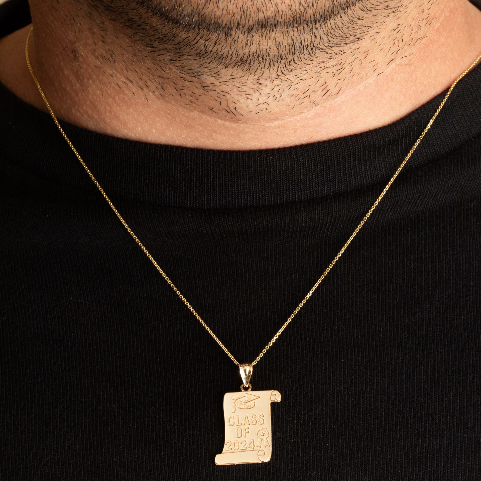 Gold Class Of 2024 Graduation Cap & Diploma Heart Pendant Necklace ...