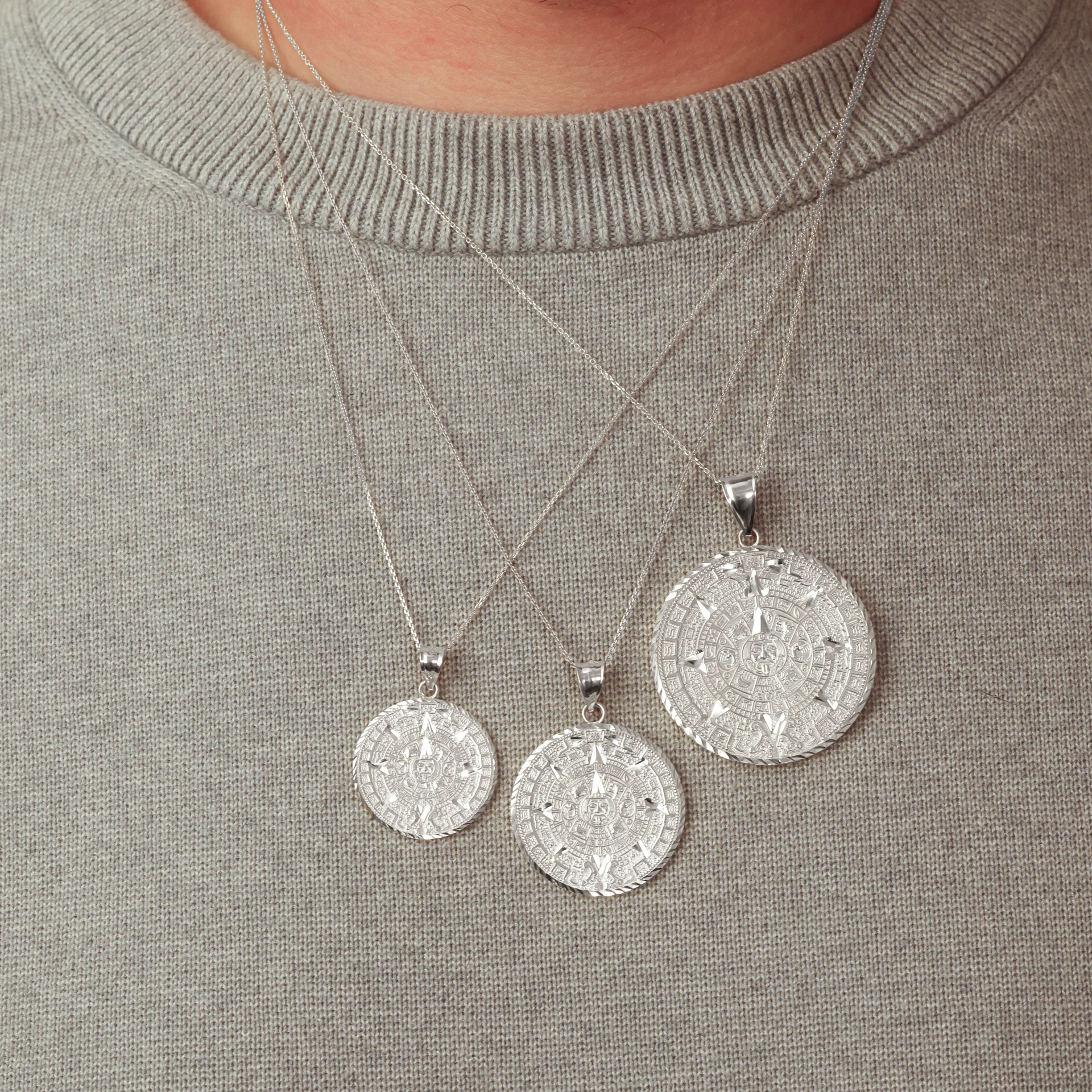 Gold Aztec Calendar Pendant Medallion Necklace | Factory Direct Jewelry