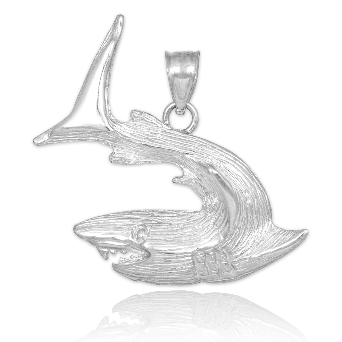 Sterling Silver Shark Fin Pendant Necklace