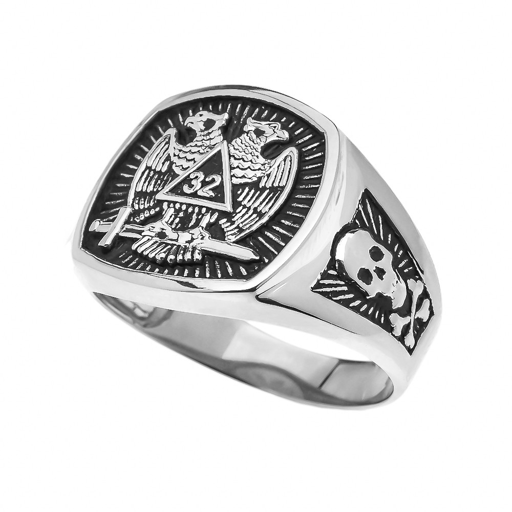 .925 Sterling Silver Freemason Scottish Rite 32nd Degree Skull and ...