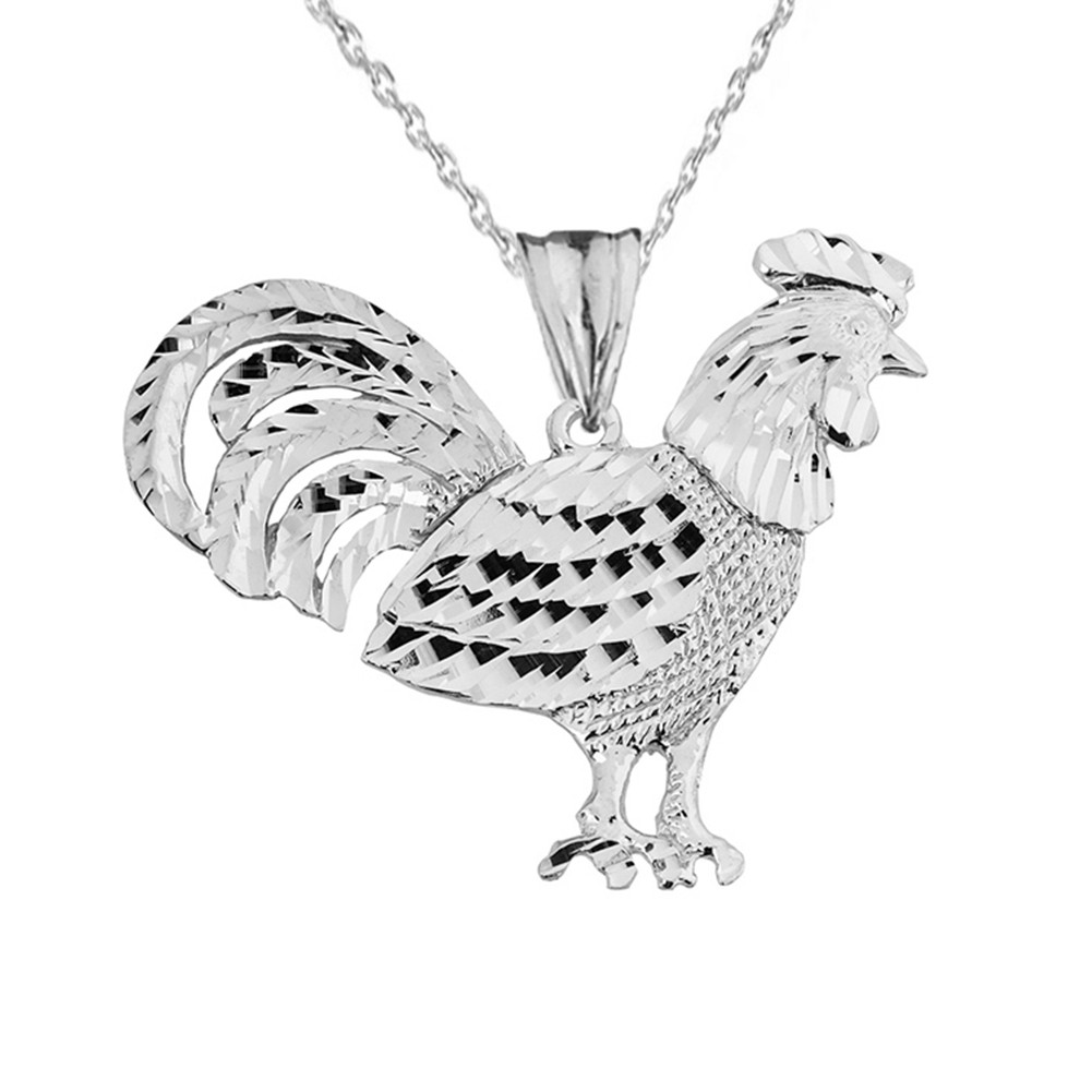 Sterling Silver Rooster Pendant Necklace