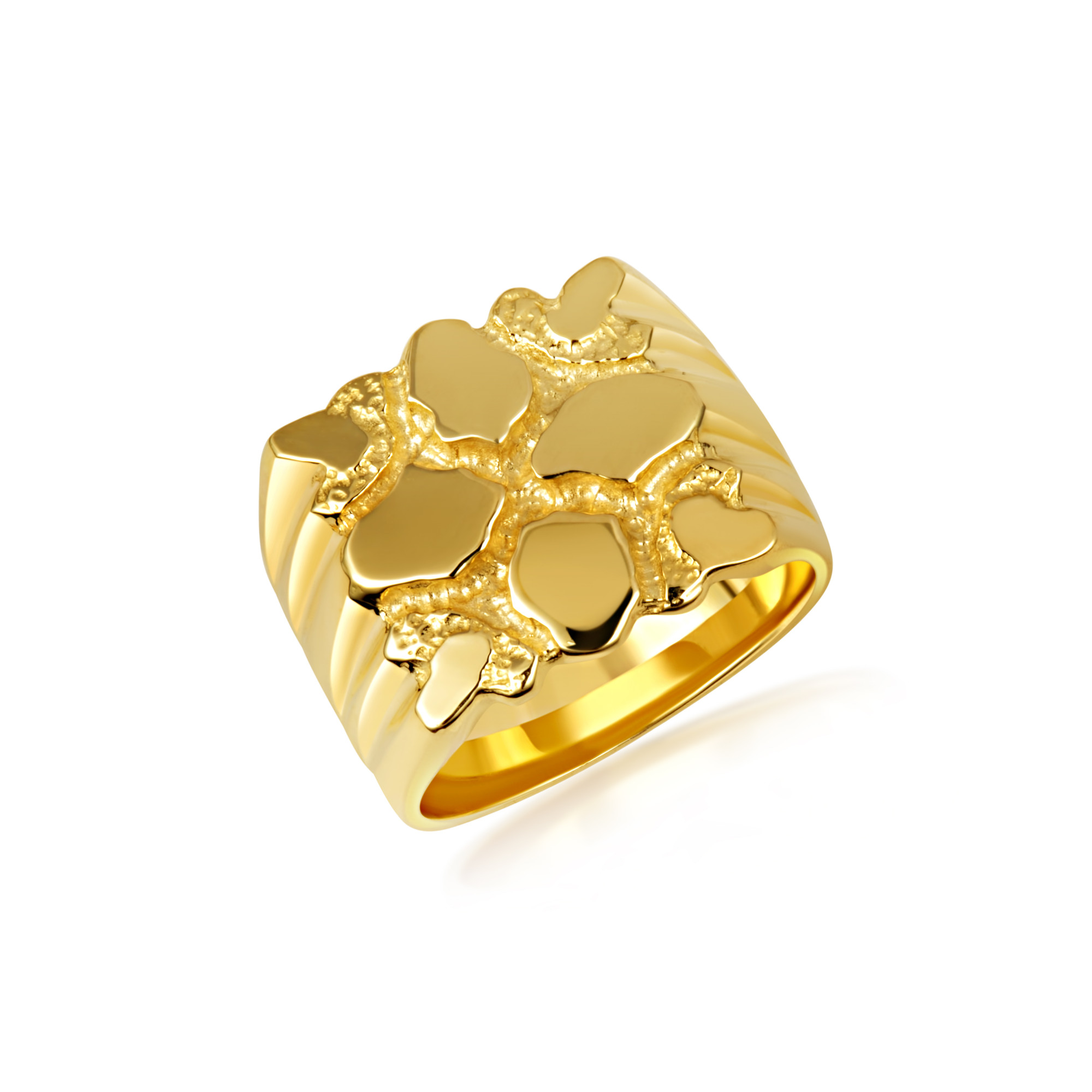 Gold Men's Bold and Beautiful Prism Nugget Ring | Factory Direct Jewelry
