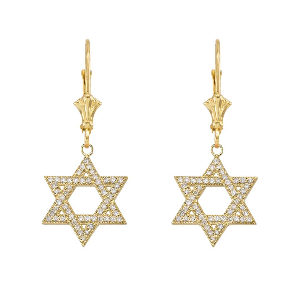 Jewish Star Of David Leverback Earrings
