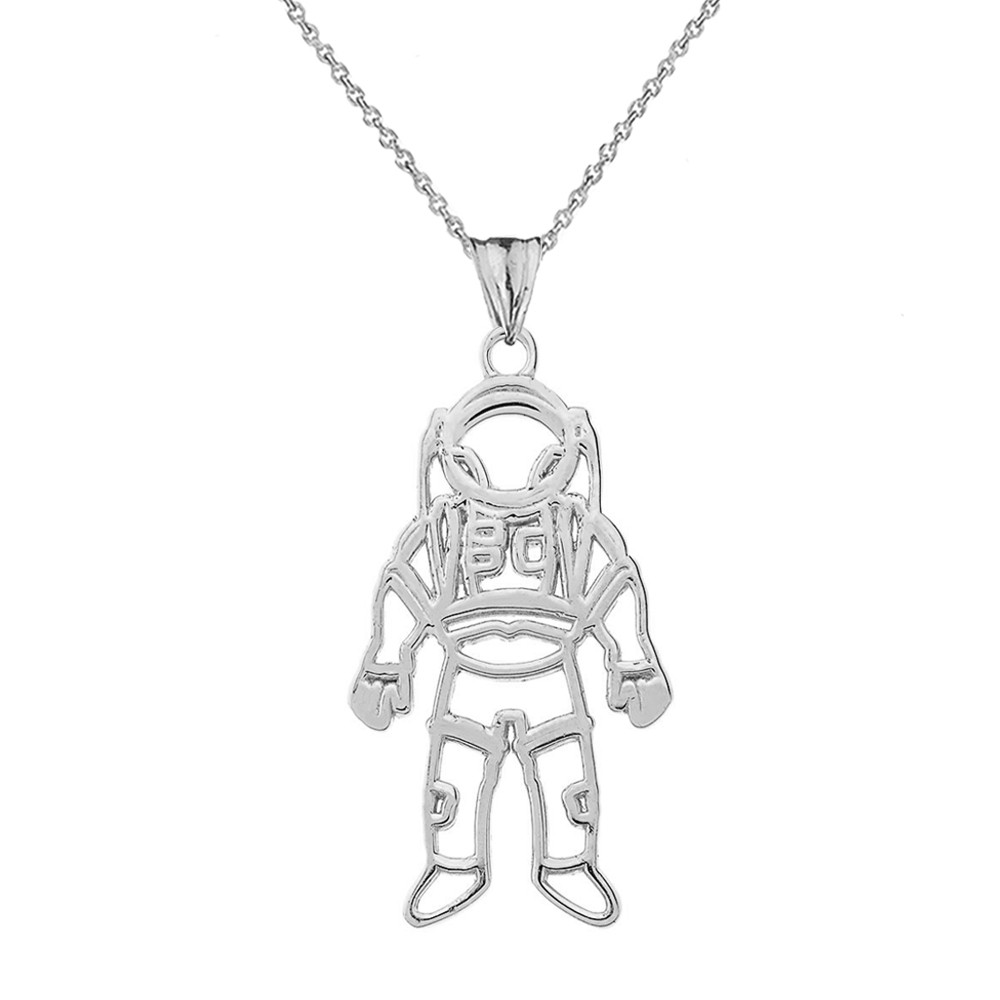 Astronaut Pendant Necklace In Sterling Silver