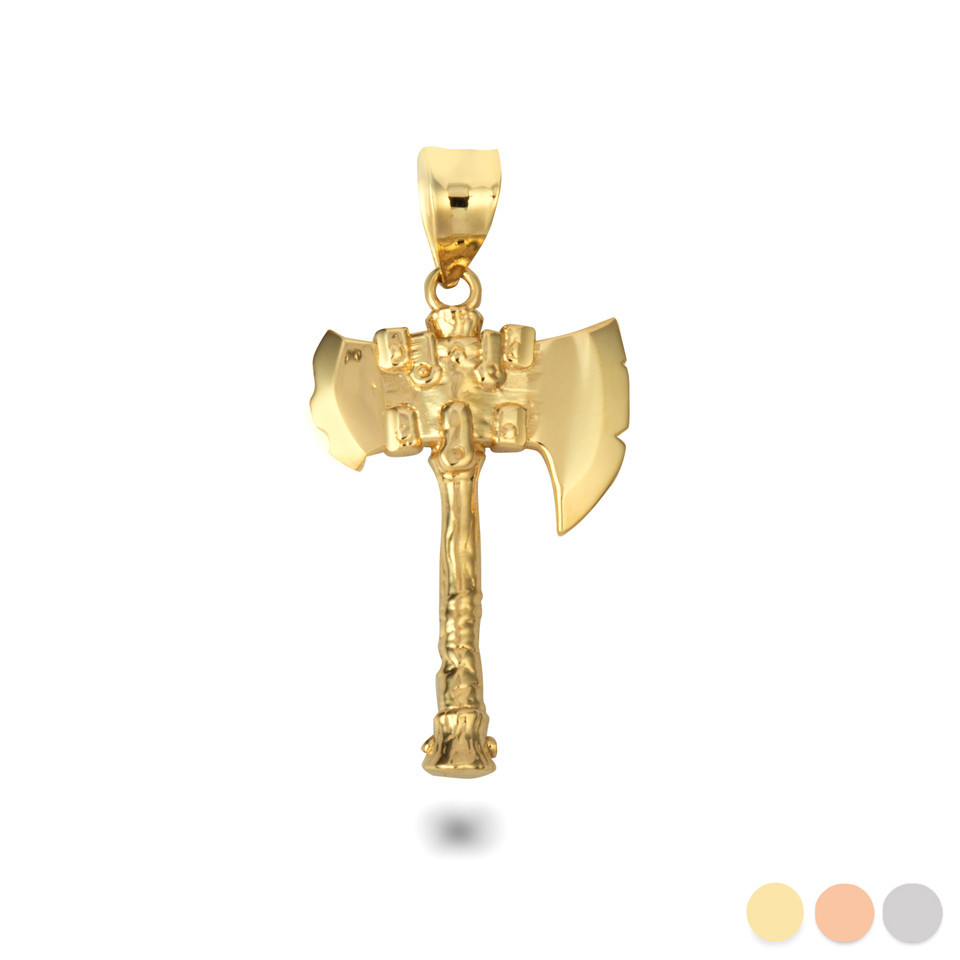 Gold Viking Battle Axe Norse Pendant Necklace | Factory Direct Jewelry