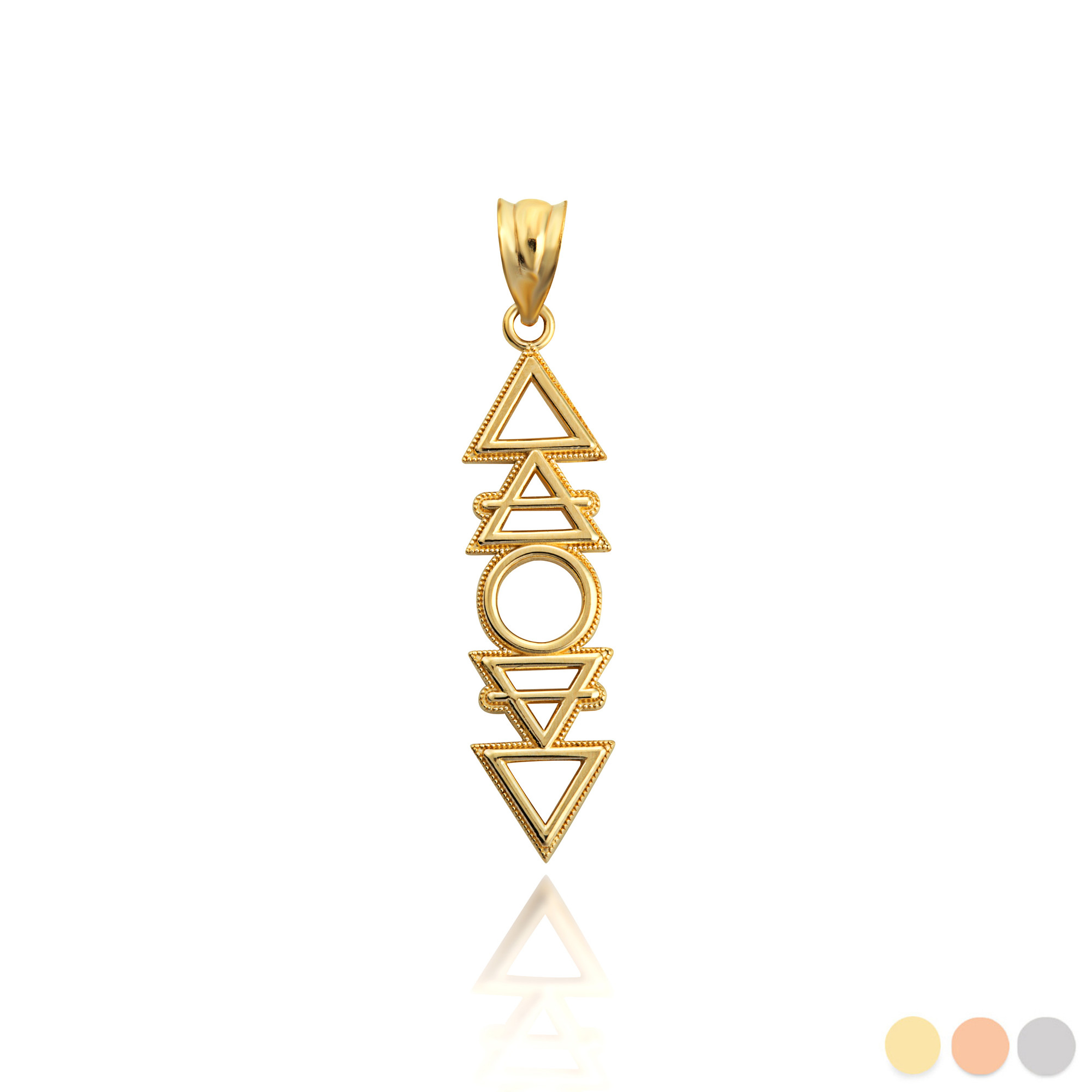 Gold 4 Elements Earth, Air, Water, Fire Symbols Charm Pendant Necklace ...
