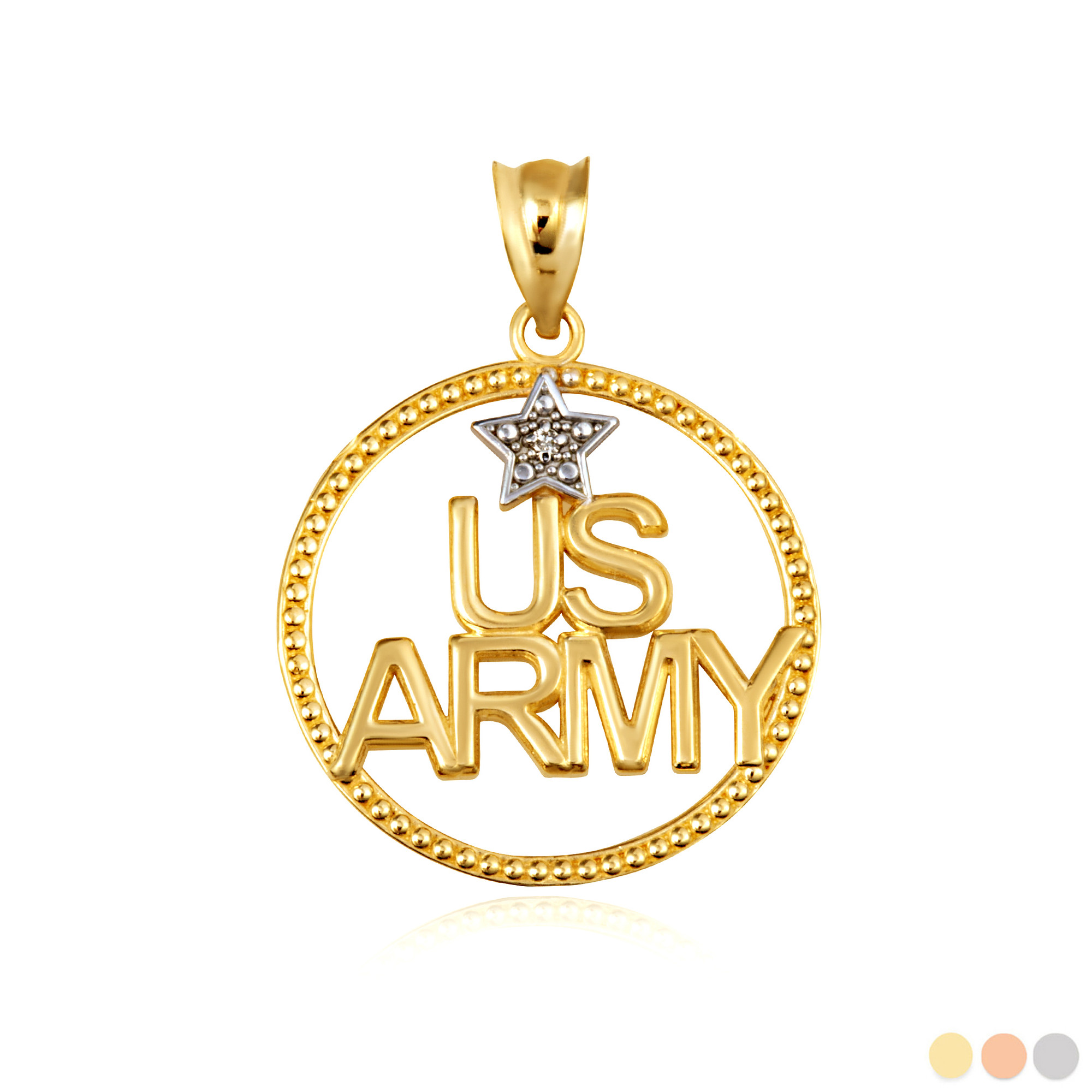 Gold Beaded United States Army Officially Licensed Star Diamond Circle ...