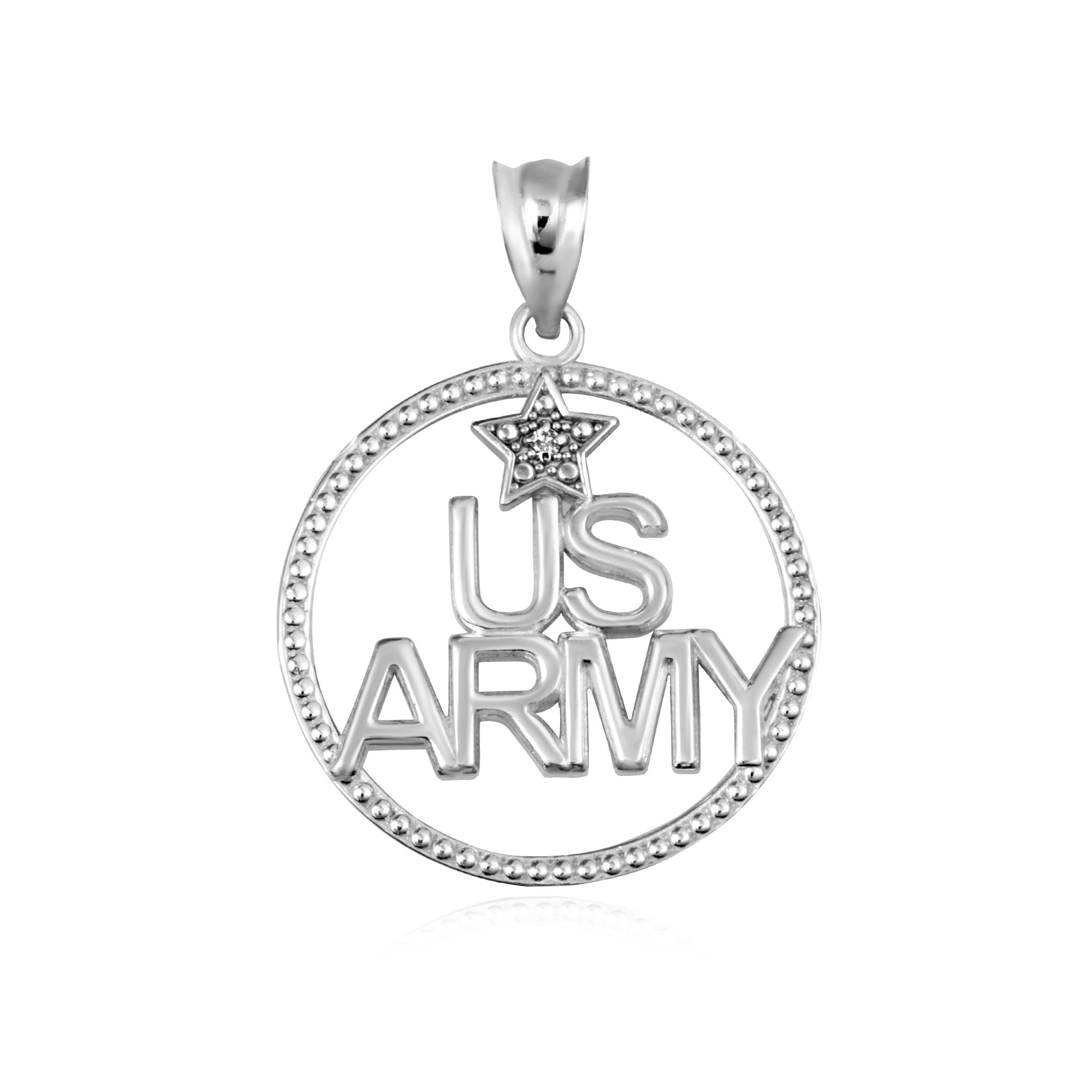 .925 Sterling Silver Beaded United States Army Officially Licensed Star ...
