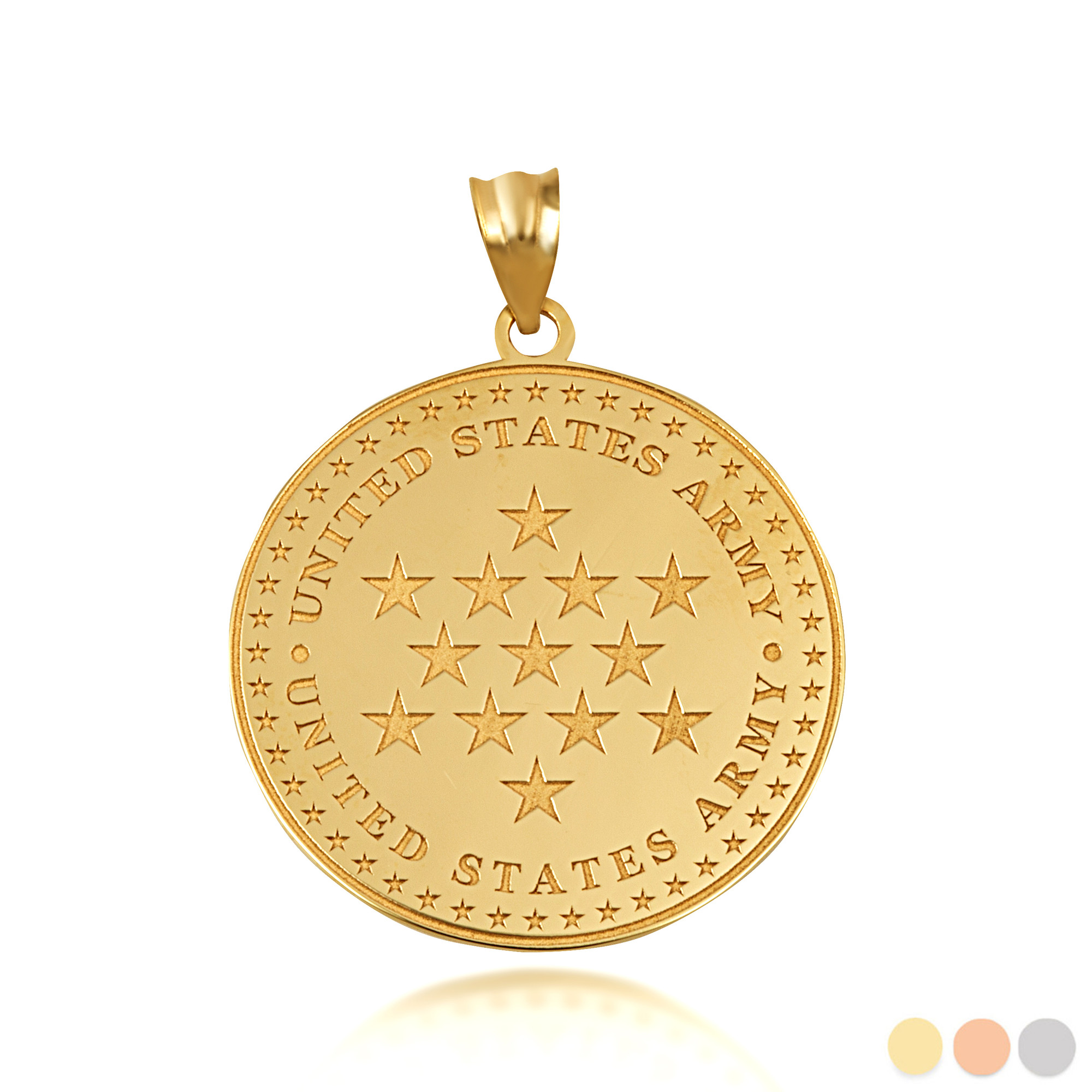 Gold US Army Historical Stars Pendant Necklace | Factory Direct Jewelry