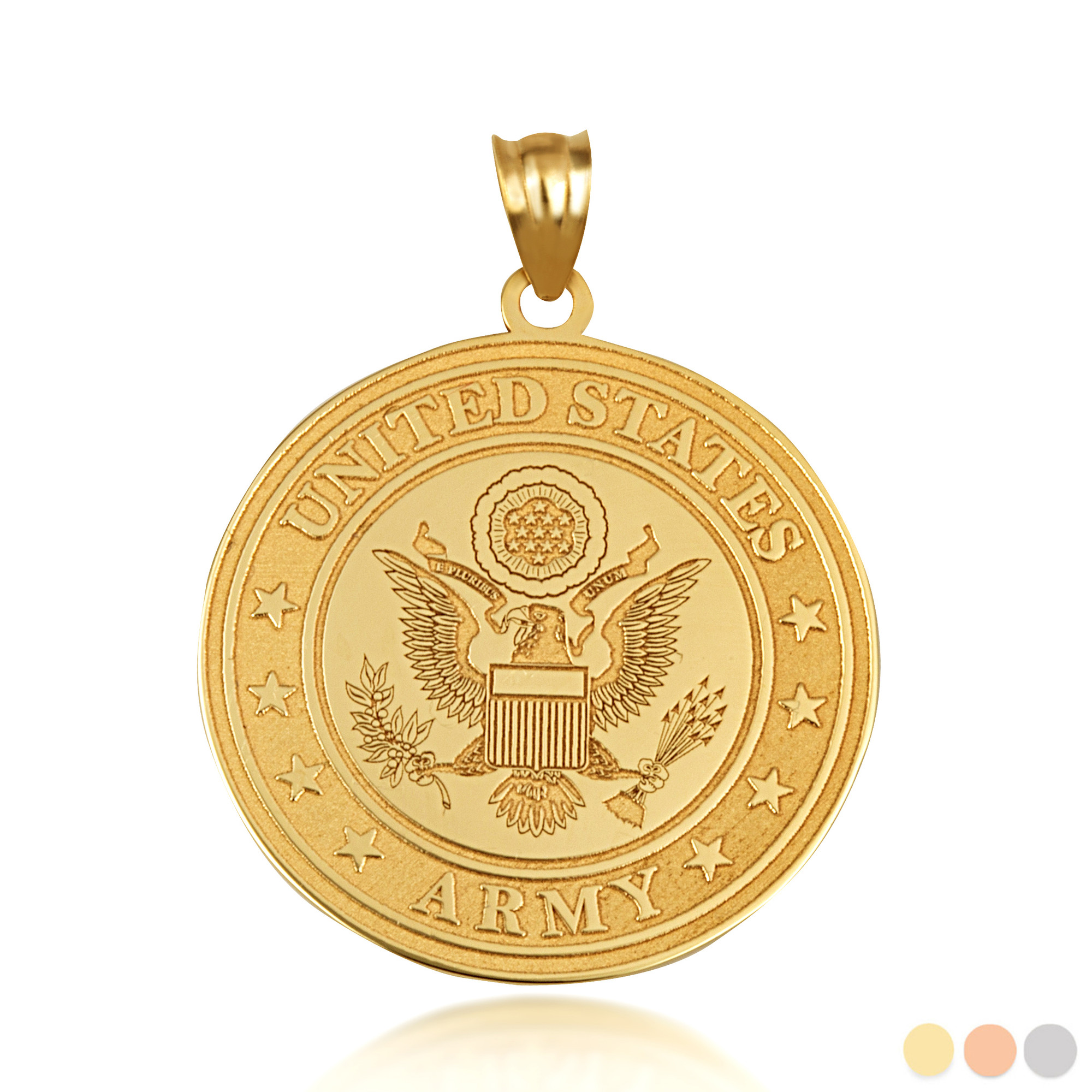 Gold US Army Debossed Coin Pendant Necklace | Factory Direct Jewelry