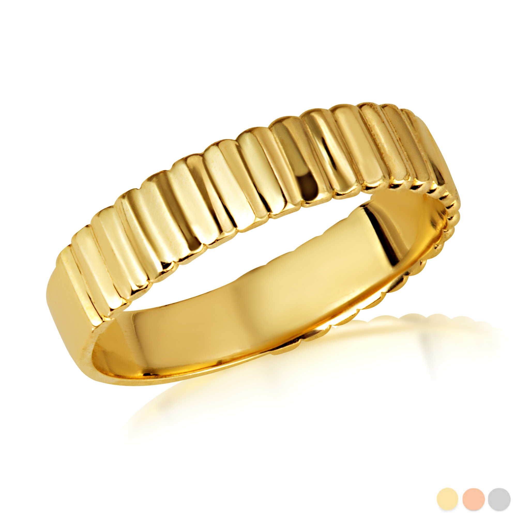 Gold Classic Ribbed Band Ring | Factory Direct Jewelry