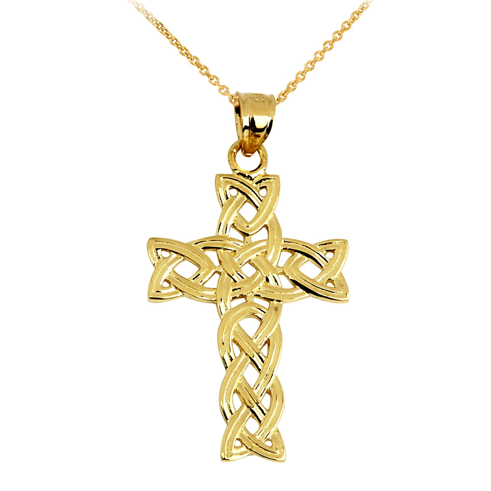Gold Irish Trinity Cross Pendant