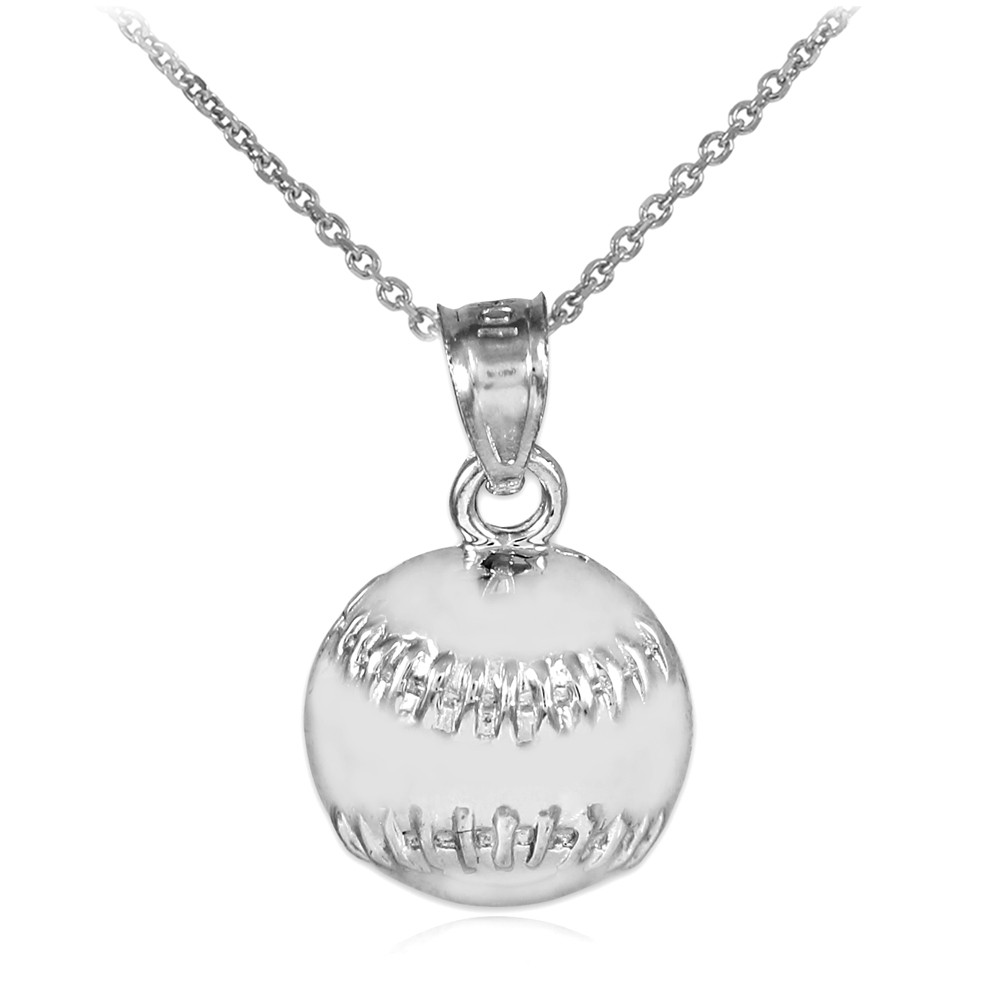 Silver Baseball/Softball Charm Sports Pendant