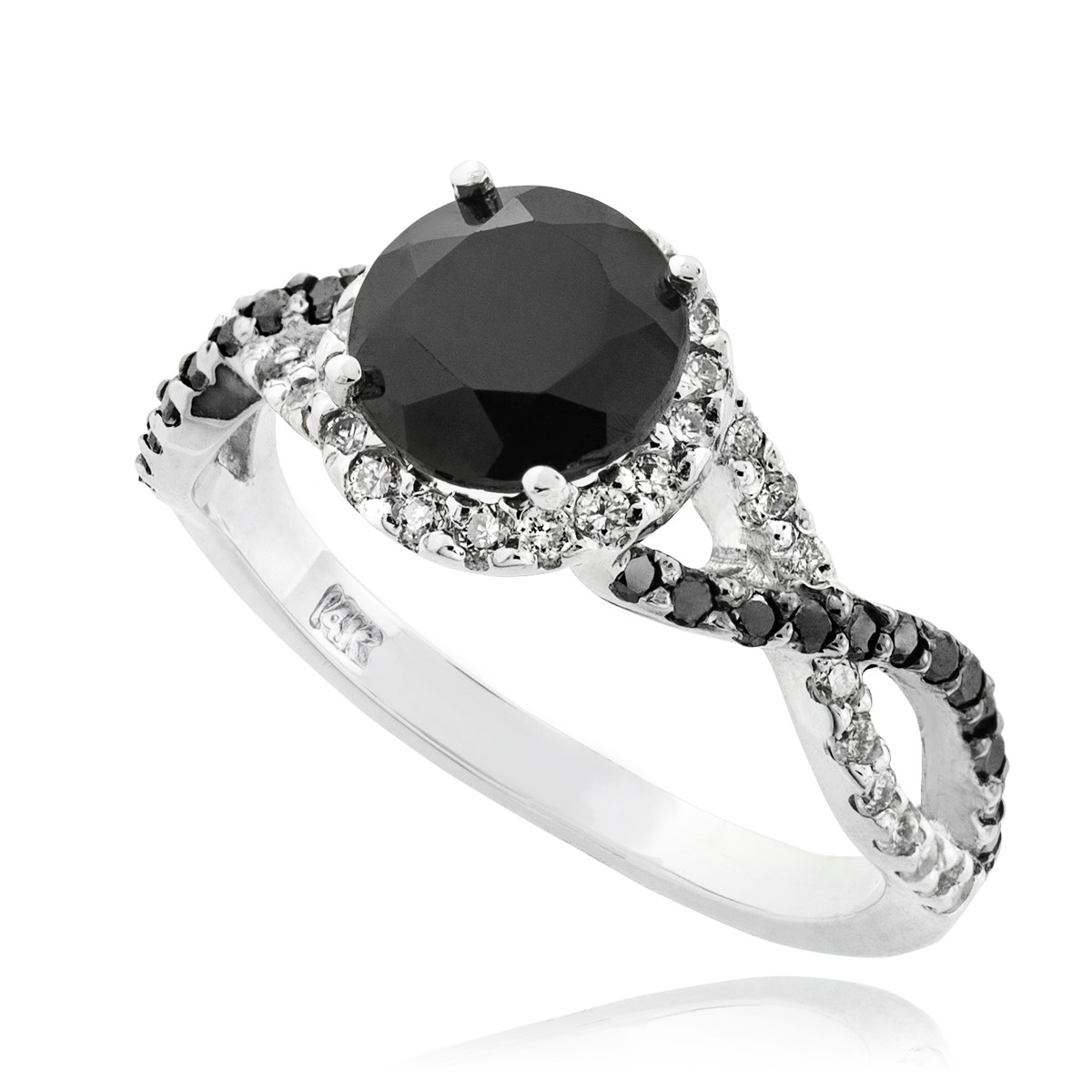 Solid White Gold Black Diamond Infinity Ring | Infinity Rings | Black ...