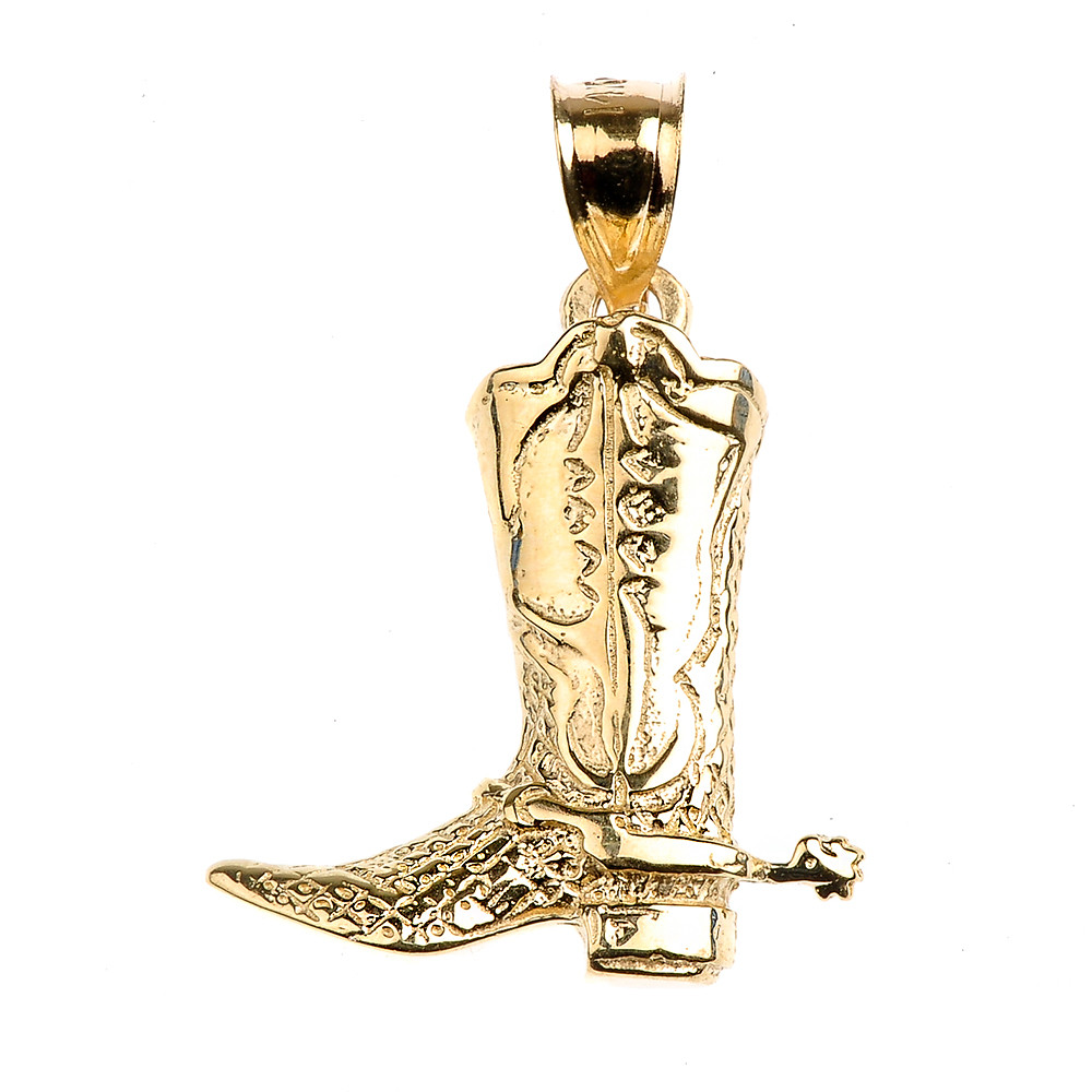 Yellow Gold Cowboy Boot Charm Pendant | Gold Cowboy Boot Charm Pendant