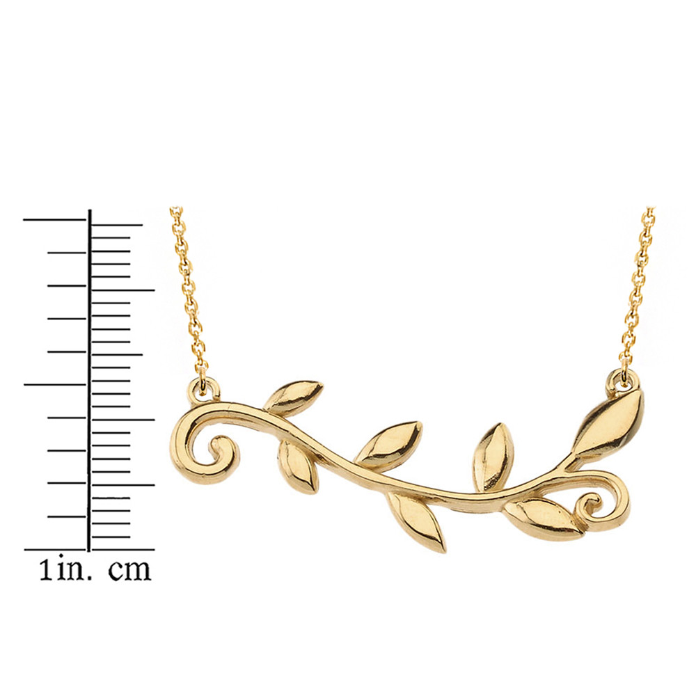 14K Polished Gold Olive Branches Necklace | Olive Branch Necklaces