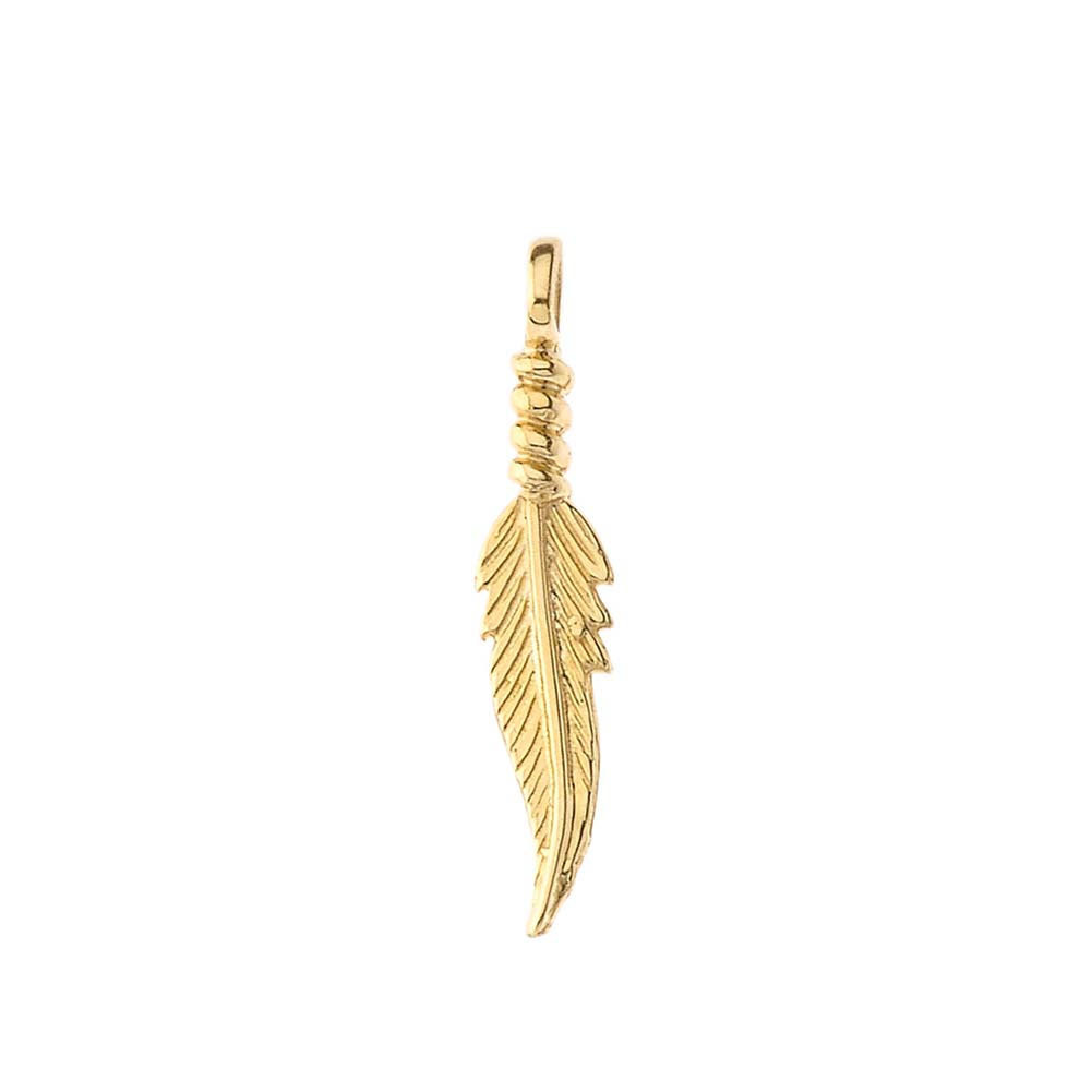Gold Feather Pendant | Two-Tone Gold Feather Pendant | Gold Native ...
