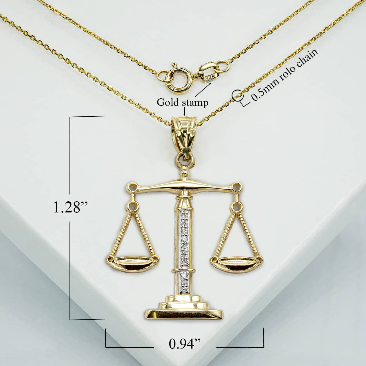 Yellow Gold Scales of Justice Pendant Necklace | Gold Scales of Justice ...
