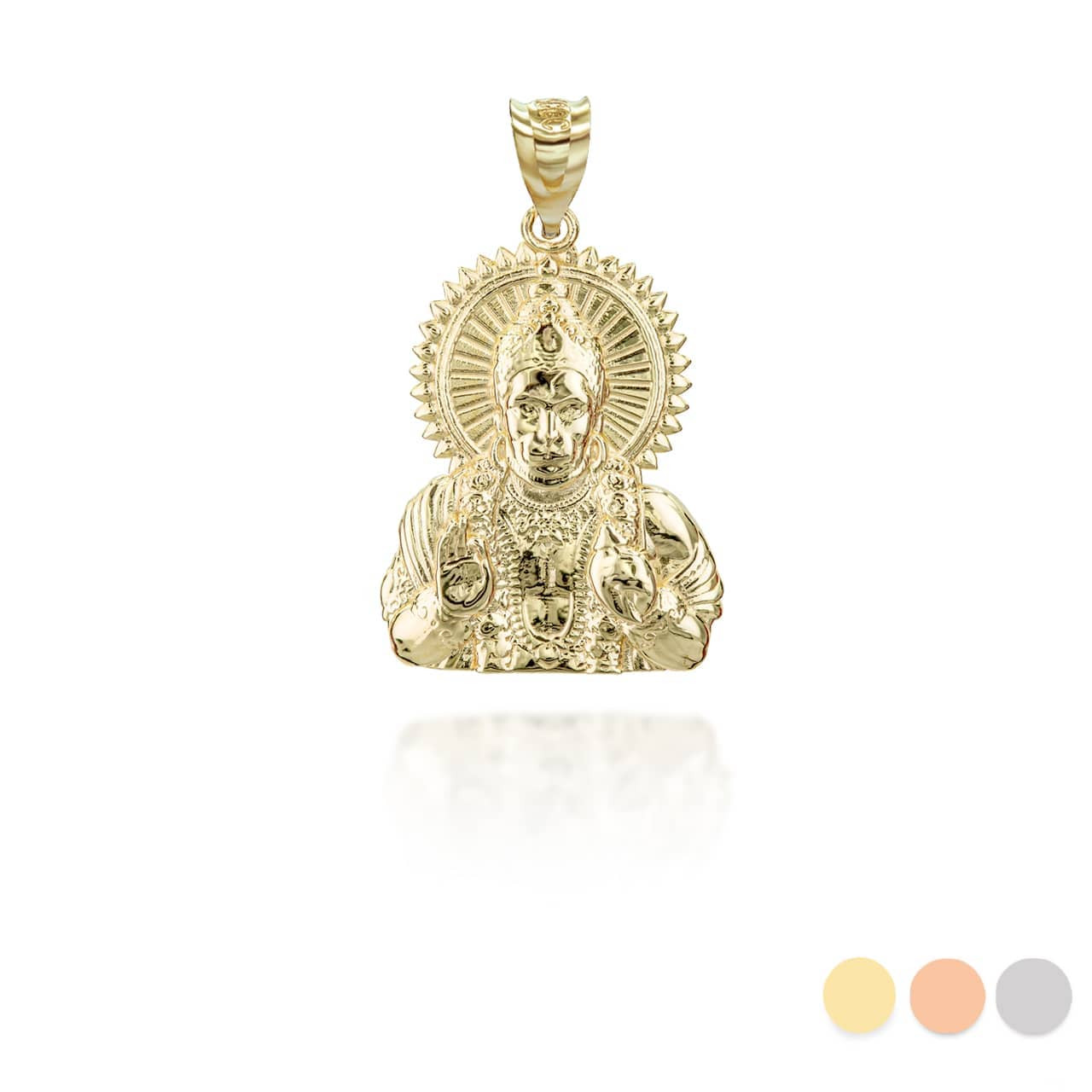 Gold Lord Anjaneya-Hanuman Hindu God Pendant Necklace | Factory Direct ...