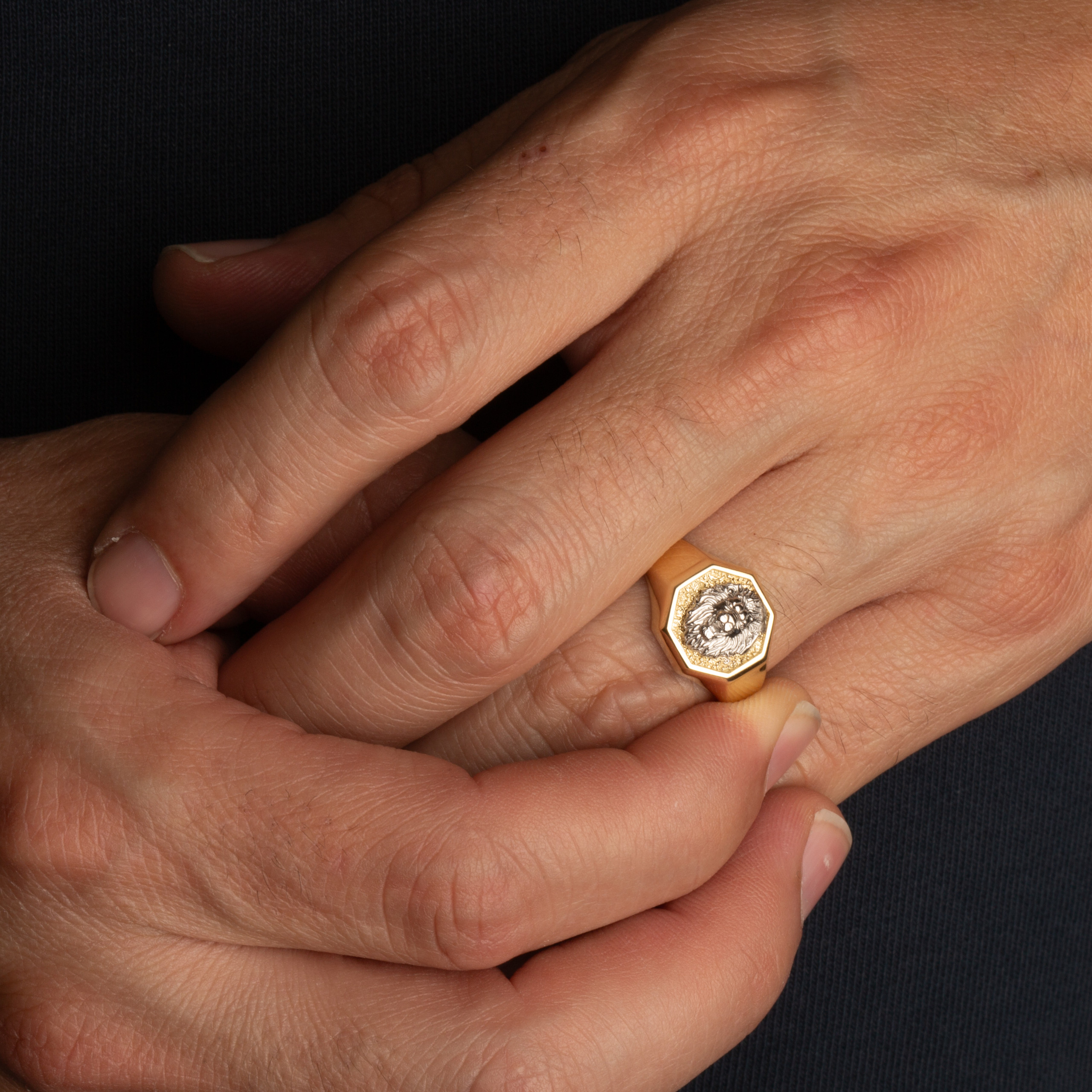 Two-Tone Gold Horse Head Signet Ring | Factory Direct Jewelry