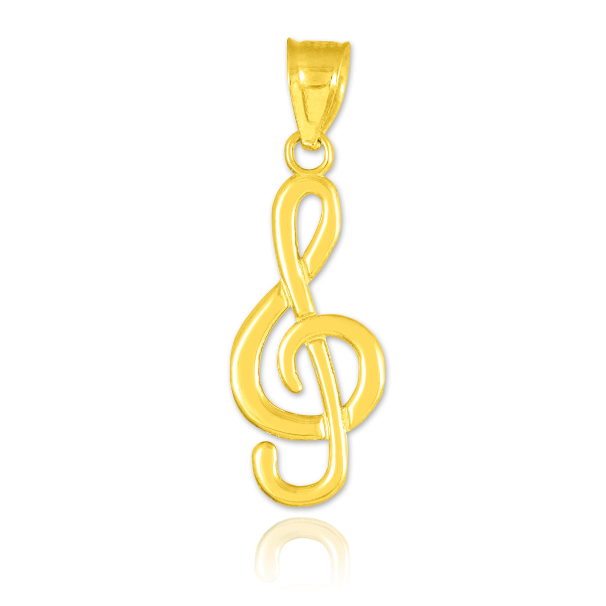 Diamond Studded Gold Treble Clef Music Charm Pendant