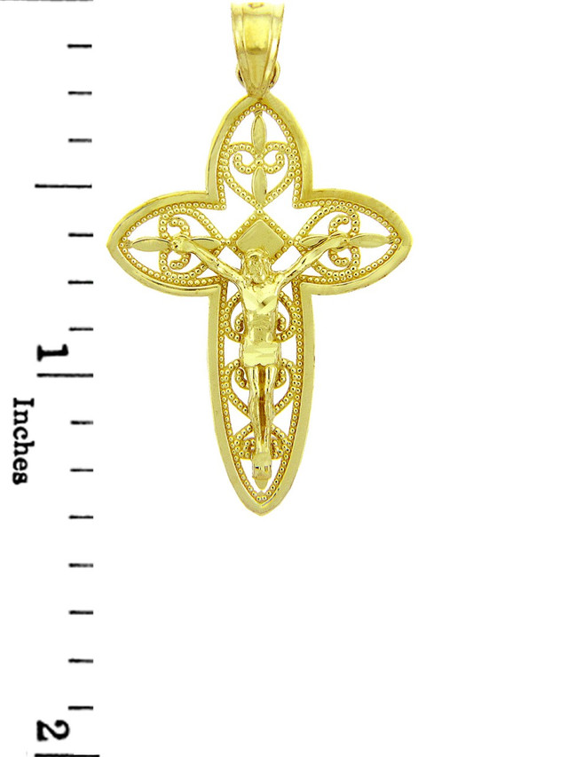 Three-Tone Gold Holy Trinity Crucifix Pendant