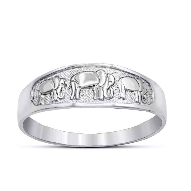 Sterling Silver Openwork Three Elephant Ring