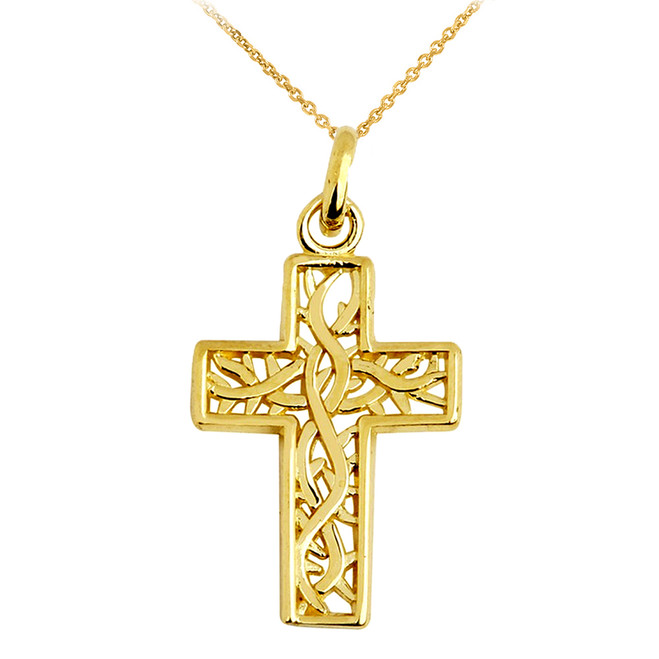 Gold Irish Trinity Cross Pendant