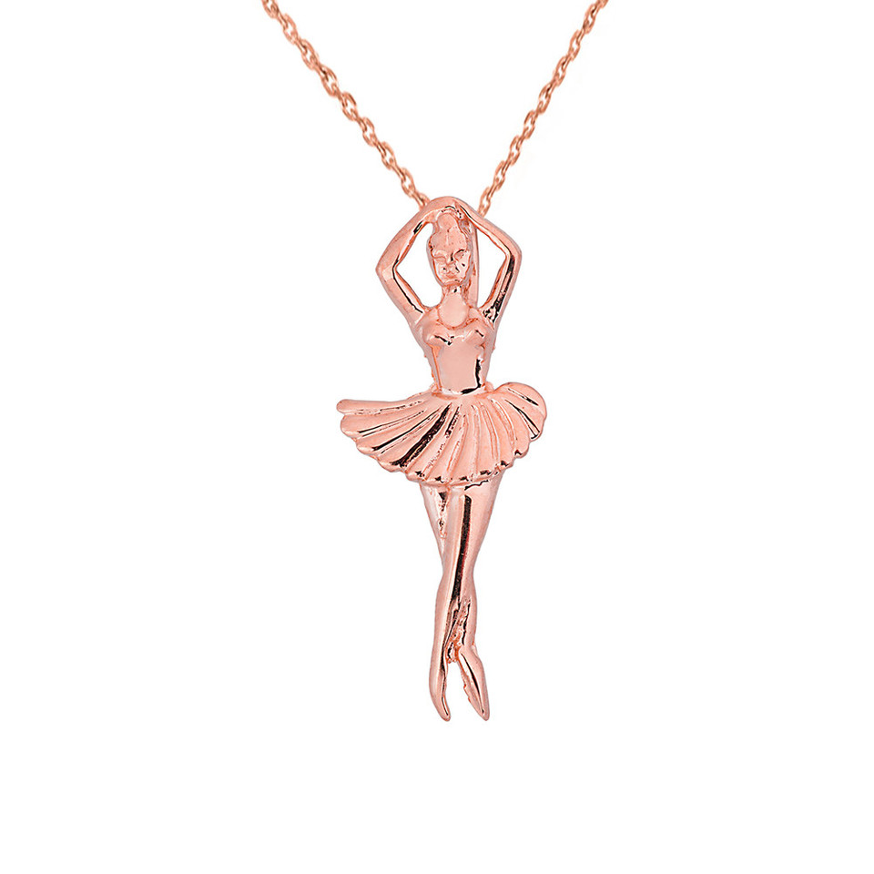 Gold Engravable Ballerina Ballet Dancer Reversible Pendant Necklace ...